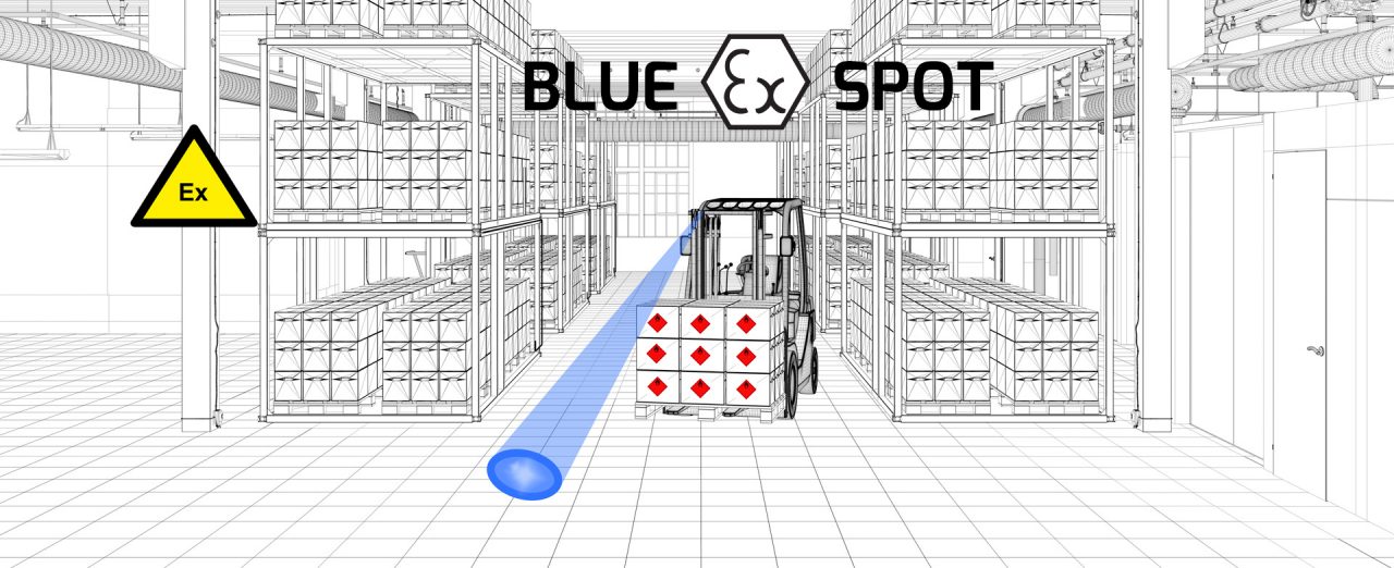 Blue Ex Spot™ awareness light for lift trucks in hazardous areas - ATEX
